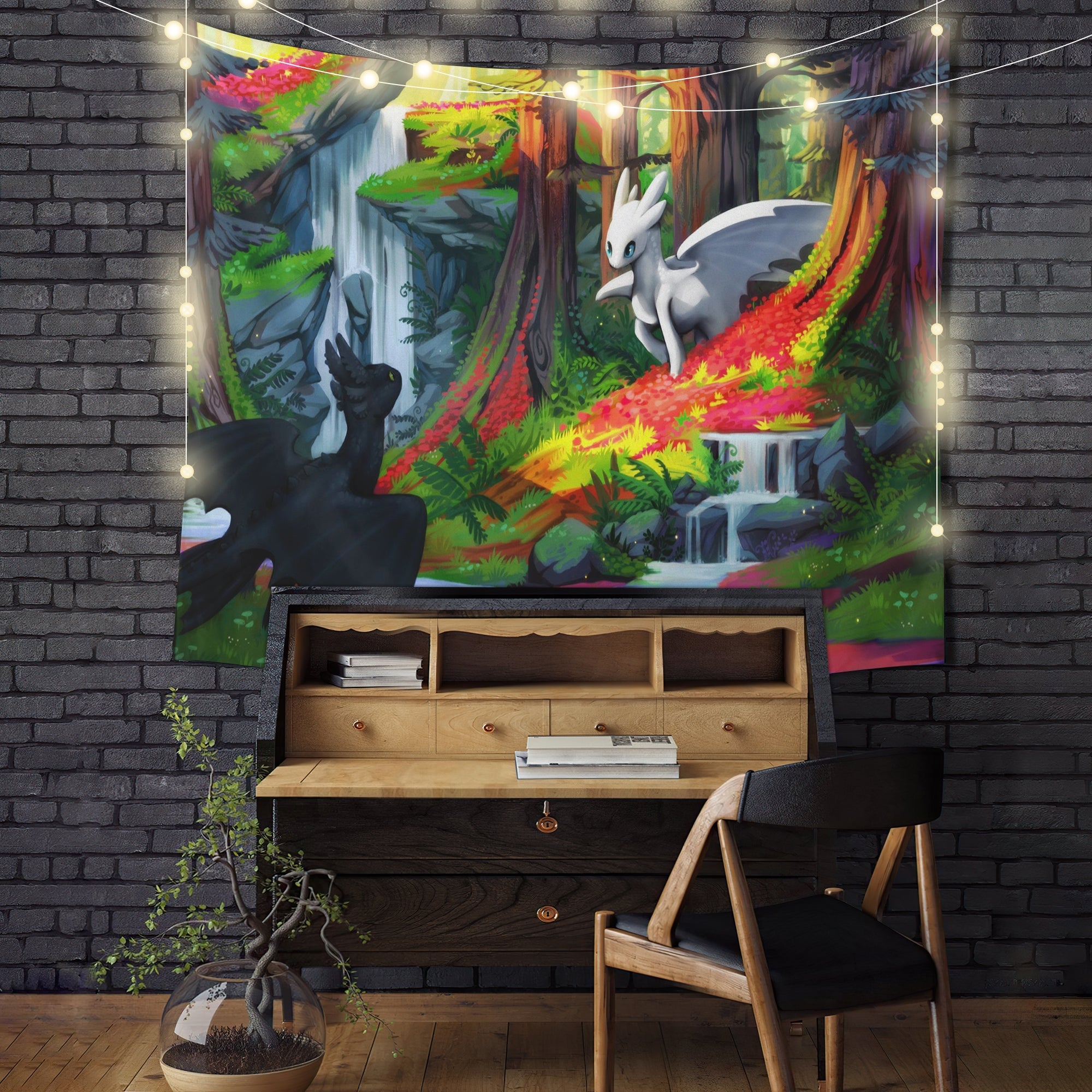 Toothless And Light Fury How To Train Your Dragon 1 Tapestry Room Decor ...