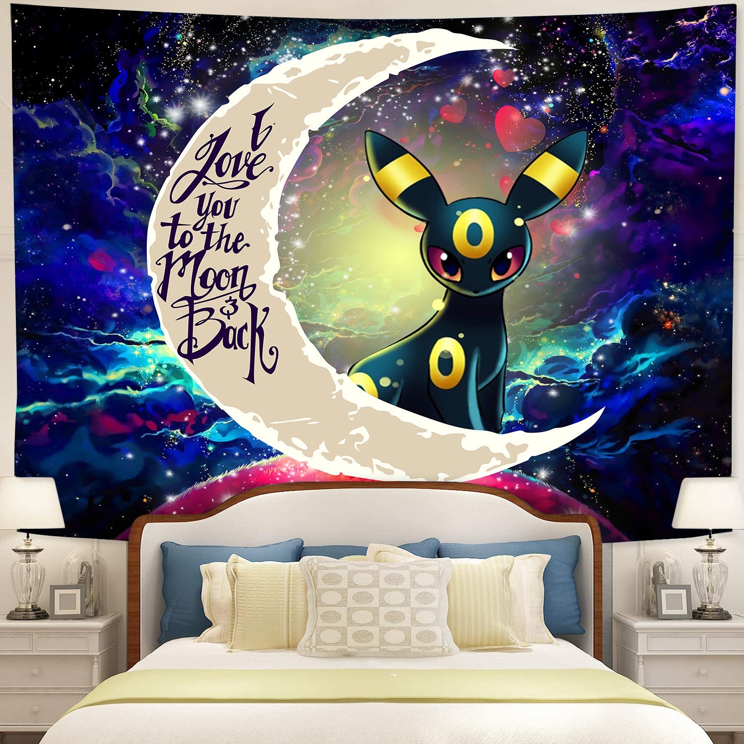 Umbreon Eevee Evolution Pokemon Love You To The Moon Galaxy Tapestry ...
